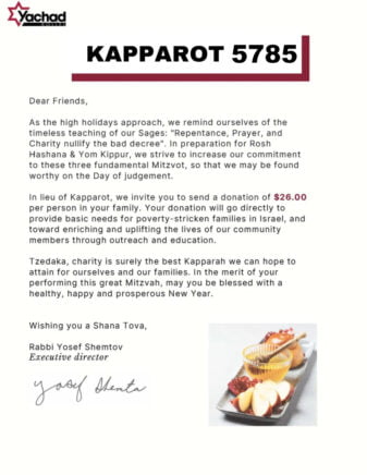 High Holiday Kapparot | Yachad Kollel